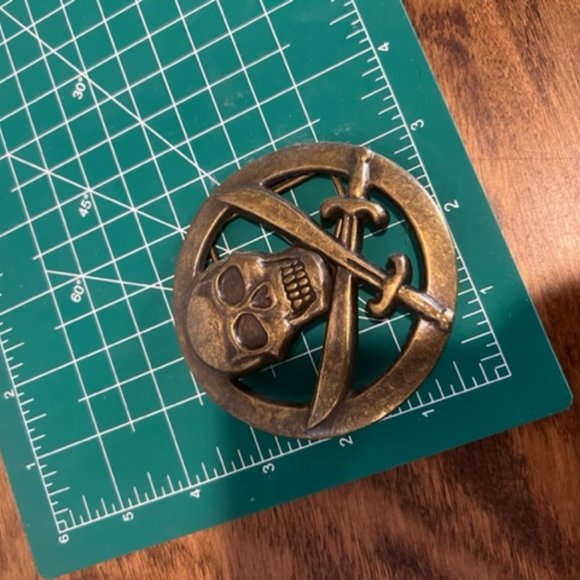 Accessories | Bronze Metal Skull And Cross Bones Belt Buckle | Poshmark